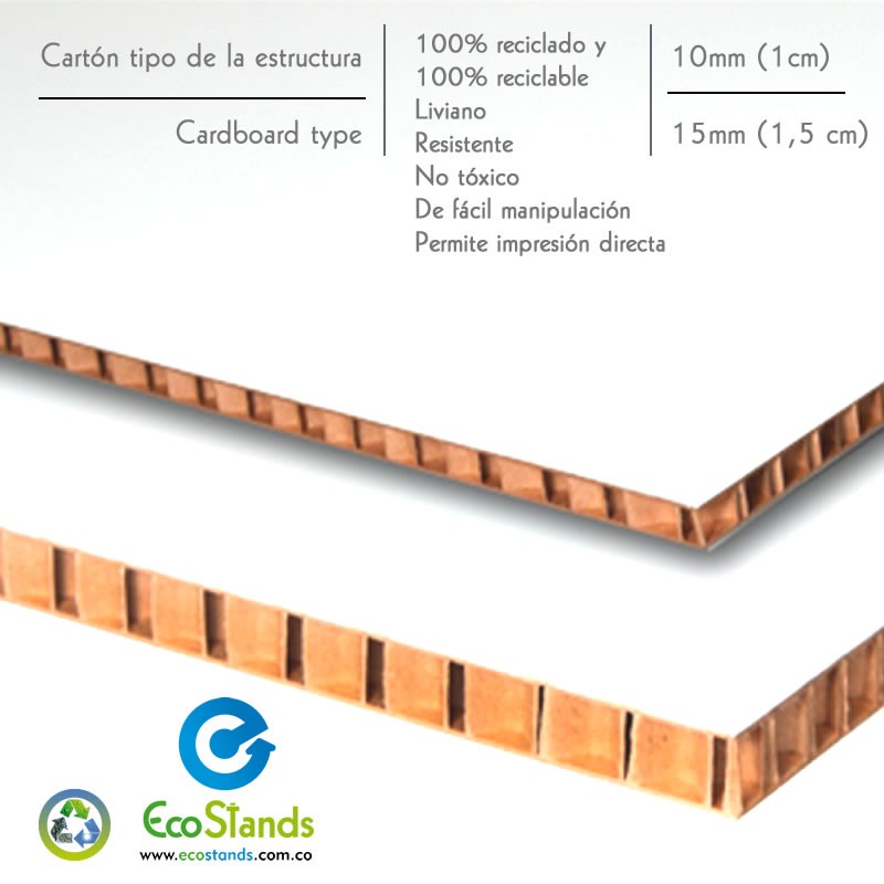 Counter stand portátil de carton con cenefa Eco Stands